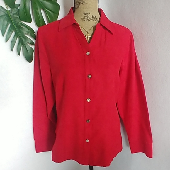 Christopher & Banks | Tops | Christopher Banks Red Button Blouse Top ...